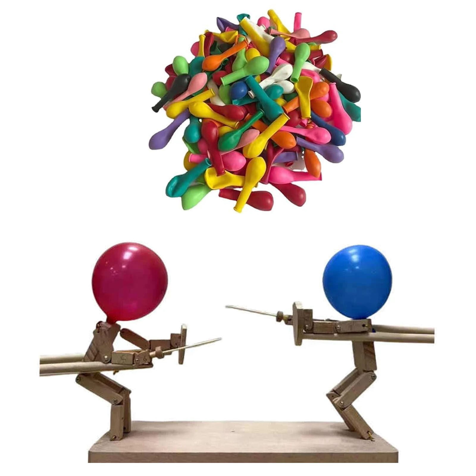 Balloon Bamboo Man Battle - 2 Players Game Handmade Toy Wooden Fencing ...