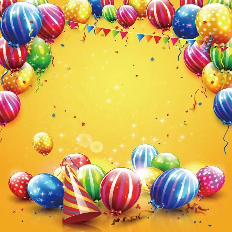 Balloon Birthday Backdrop Photography Ribbons Bunting Birthday Party ...