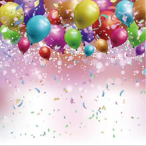 Balloon Birthday Backdrop Photography Ribbons Bunting Birthday Party ...