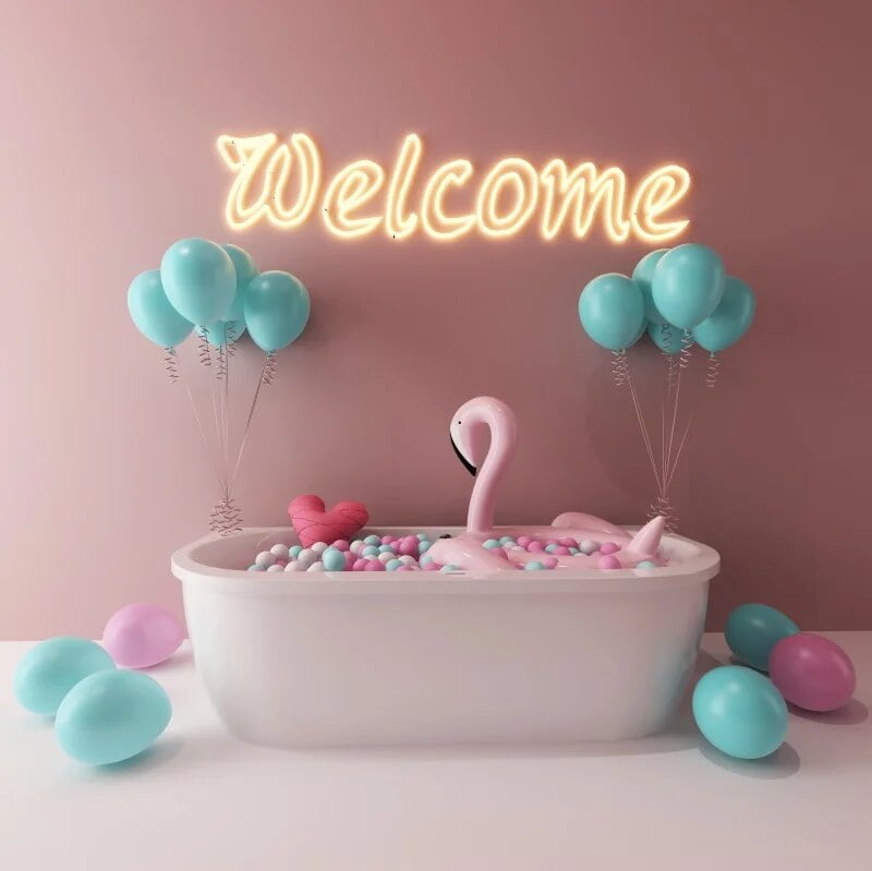 Balloon Birthday Backdrop Photography Ribbons Bunting Birthday Party ...