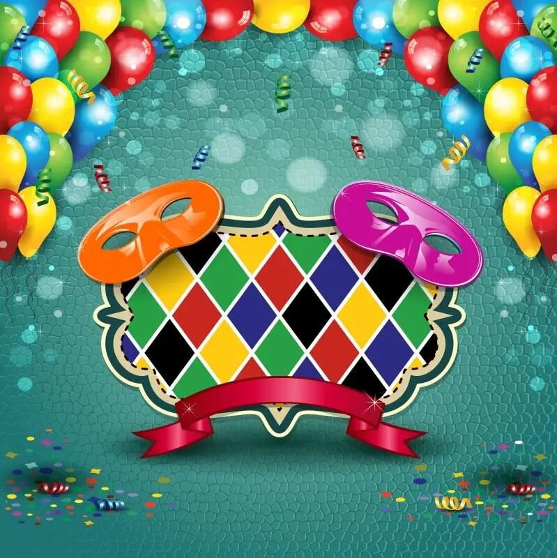 Balloon Birthday Backdrop Photography Ribbons Bunting Birthday Party ...