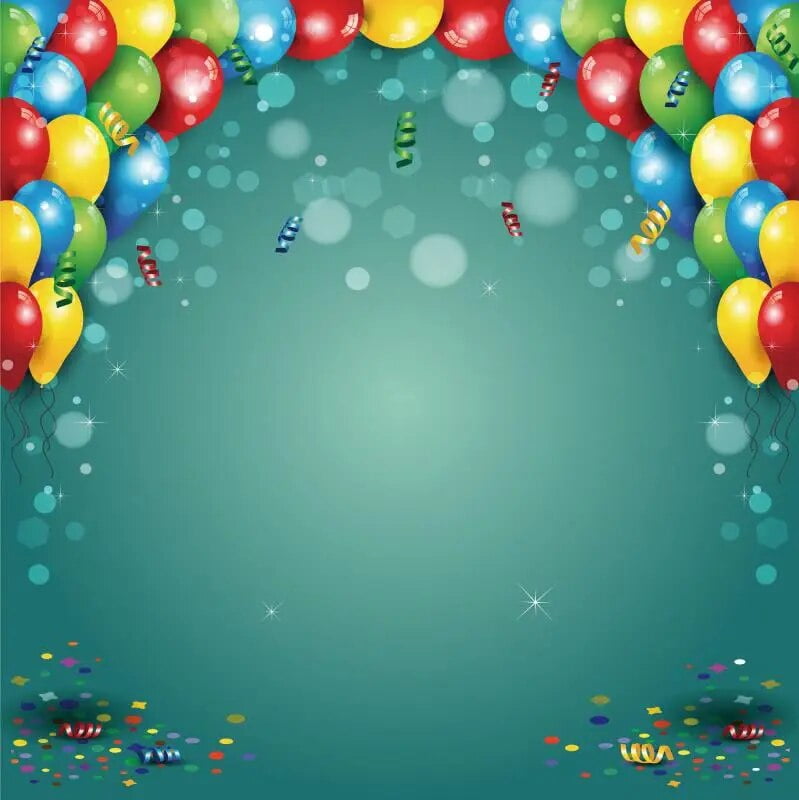 Balloon Birthday Backdrop Photography Ribbons Bunting Birthday Party ...