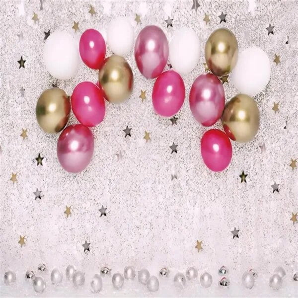 Balloon Birthday Backdrop Photography Ribbons Bunting Birthday Party ...