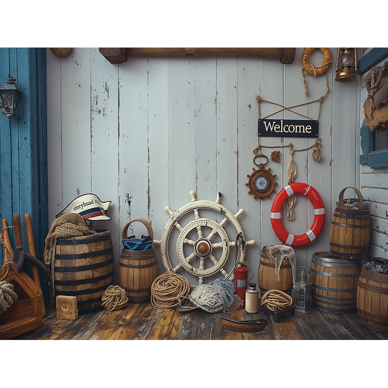 Balloon Blue Marine Wall Sailboat Photography Backdrops Birthday Party ...