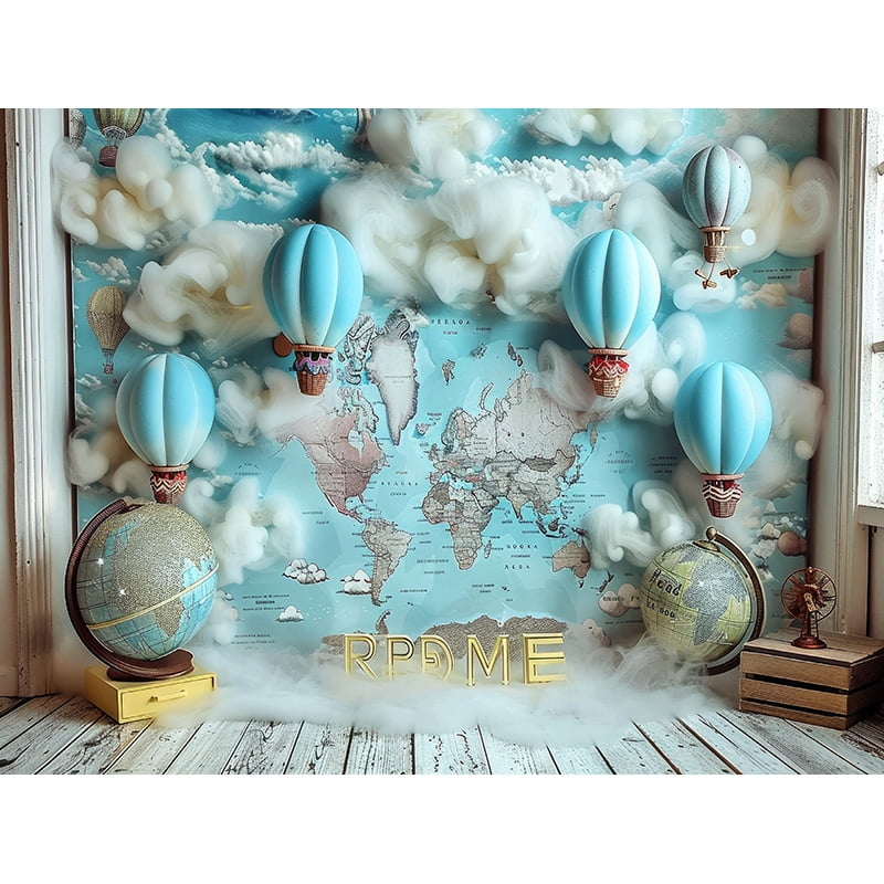 Balloon Blue Marine Wall Sailboat Photography Backdrops Birthday Party ...
