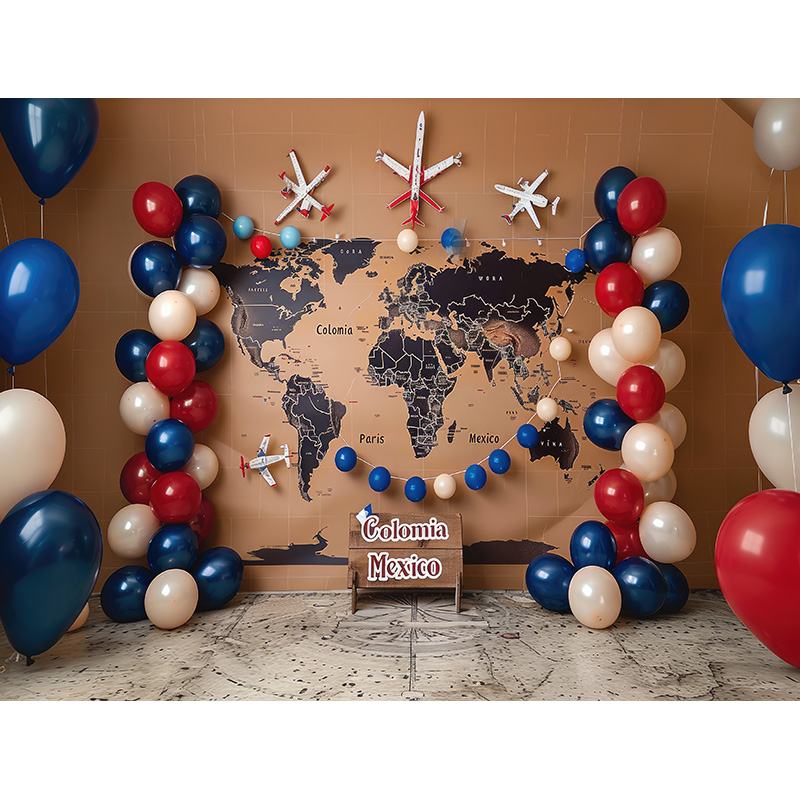 Balloon Blue Marine Wall Sailboat Photography Backdrops Birthday Party ...