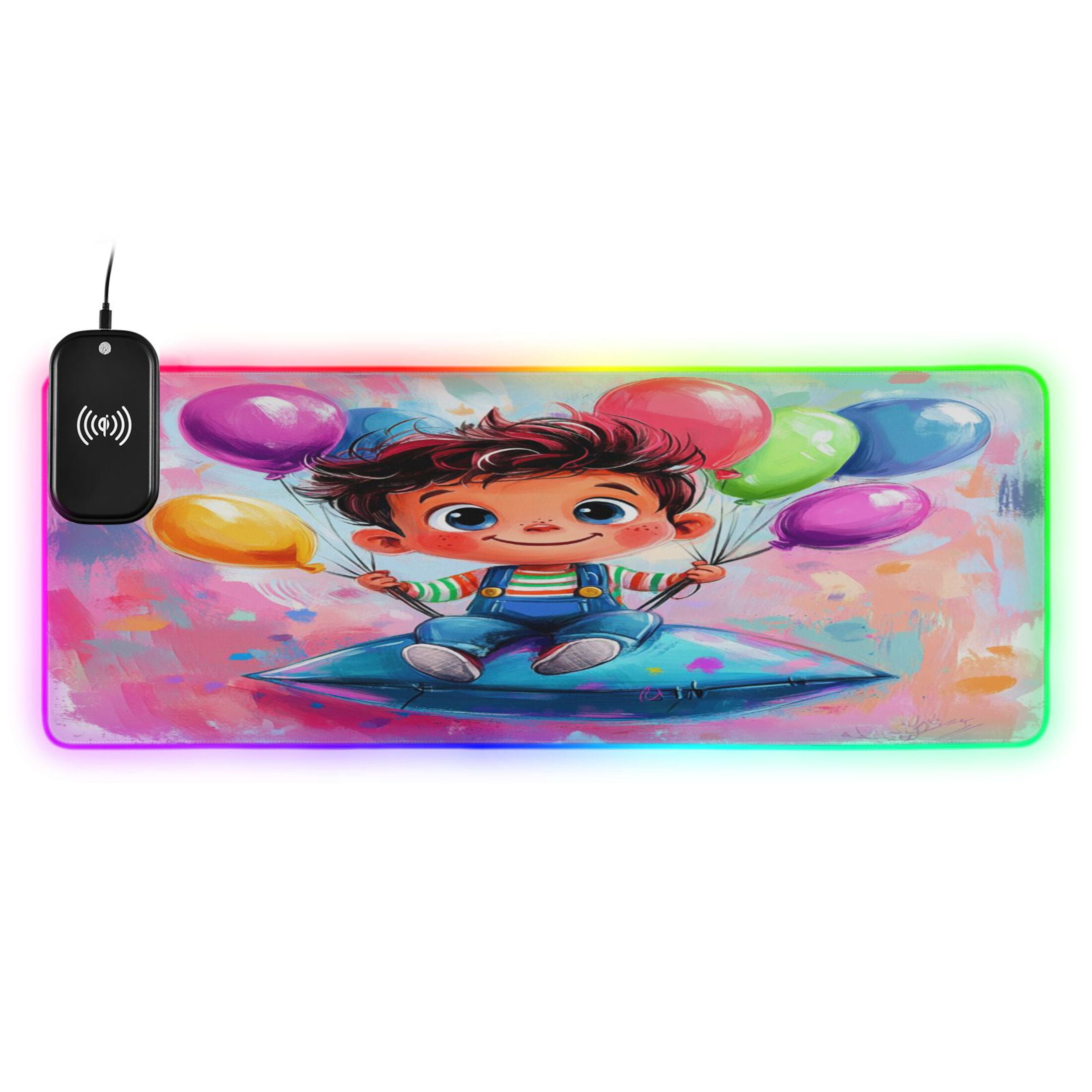 Balloon Boy Wireless Charging RGB Gaming Mouse Pad 31.5x11.8in with 14 ...