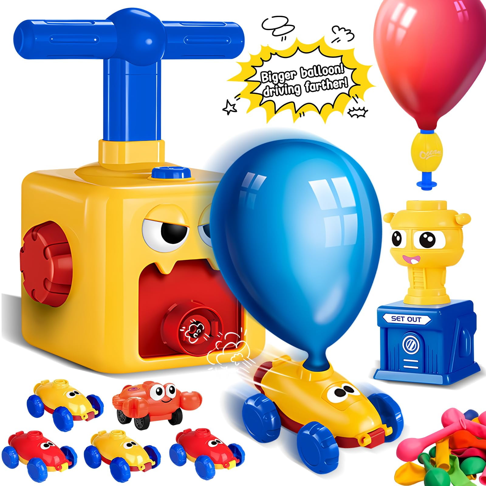 Balloon Car Toy Pump Set, Race Car Kit for Kids Aged 3+, STEM Educational Powered Cars for Boys ...