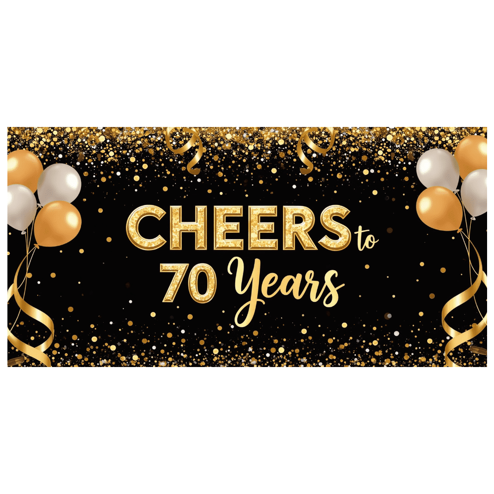 Balloon Cheers 70 Years Celebration Banner for Special Events ...