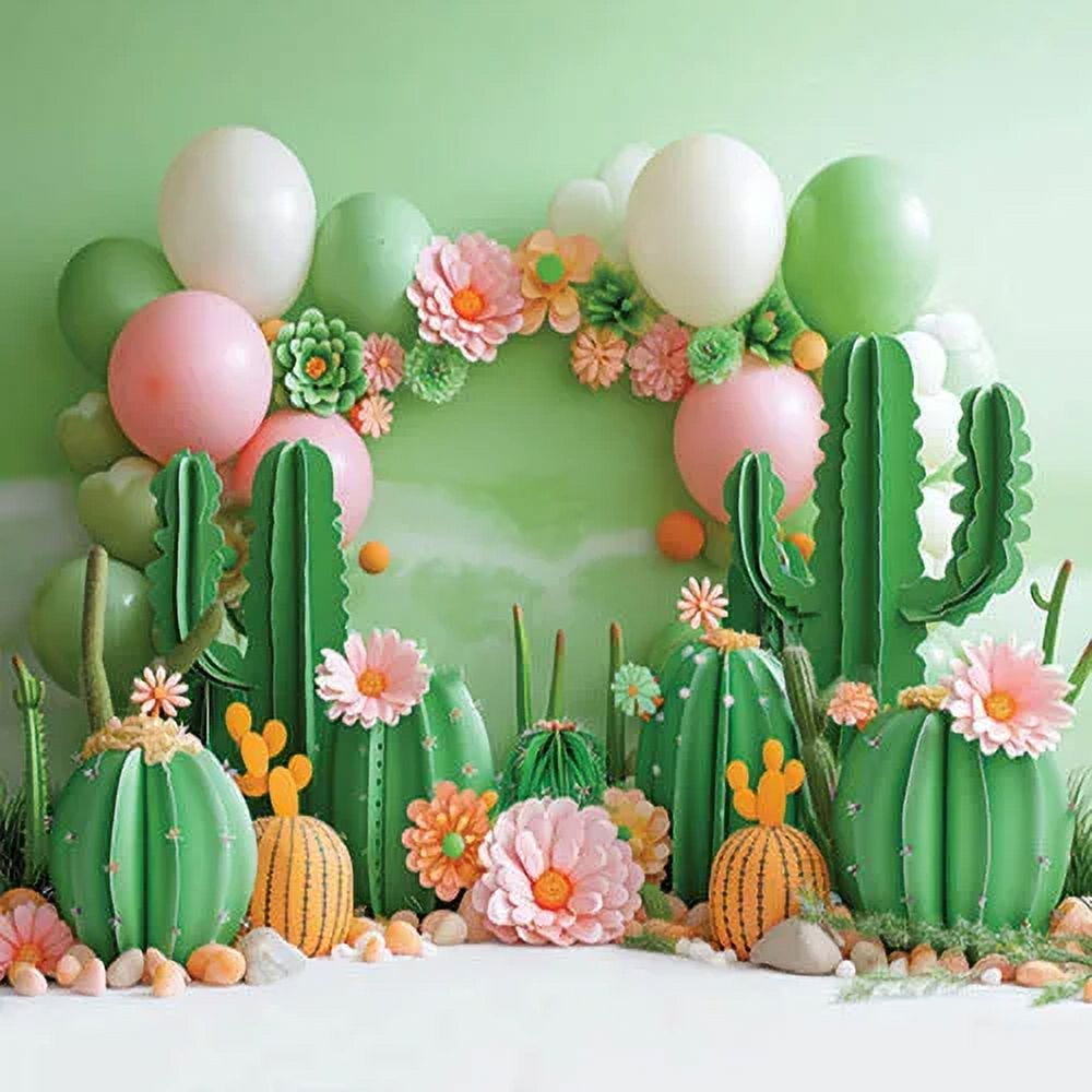 Balloon Cloud Cactus Kids Birthday Party Cake Smash Portrait r Backdrop ...