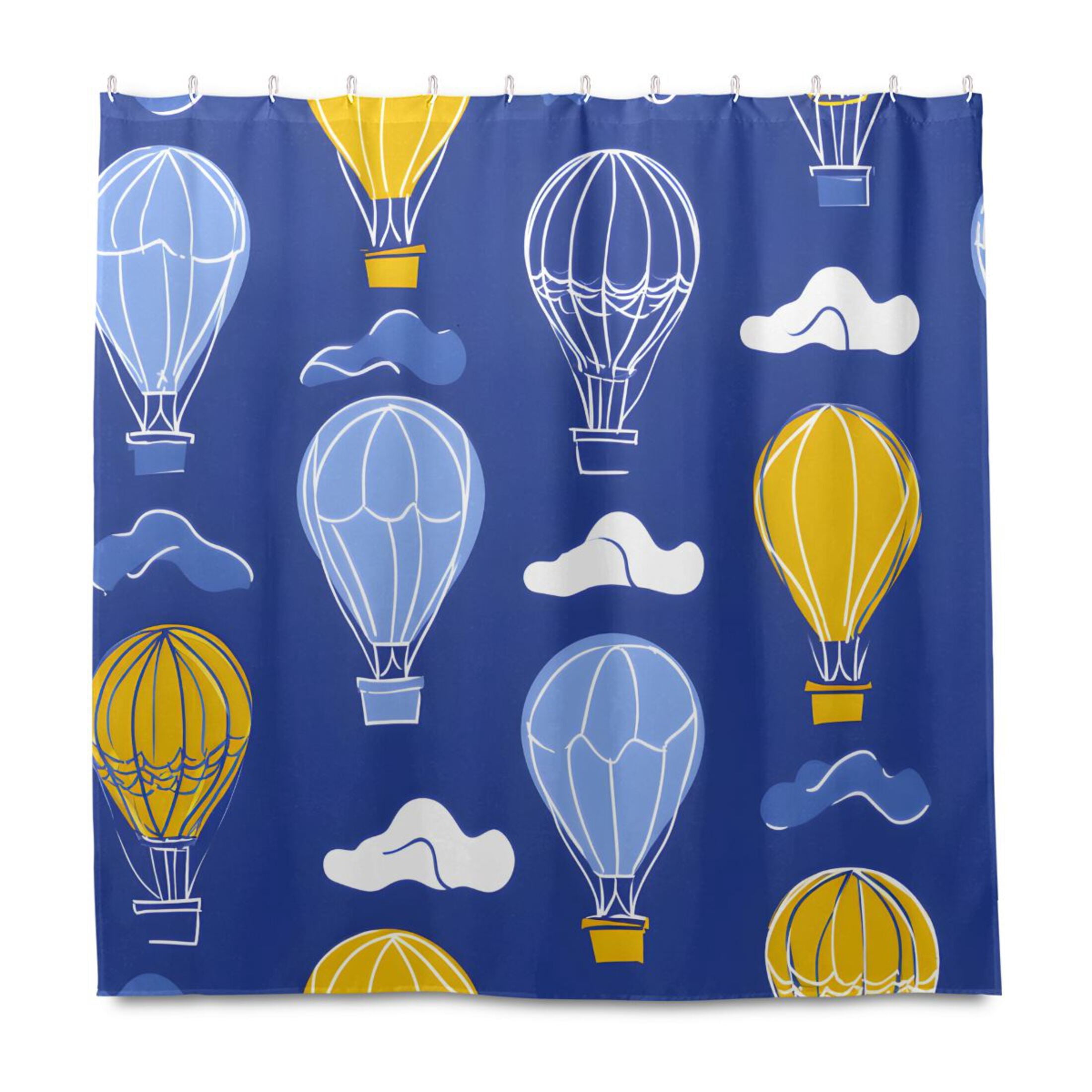 Balloon Cloud Pattern Shower Curtain Liners Waterproof 72 Inch with C ...