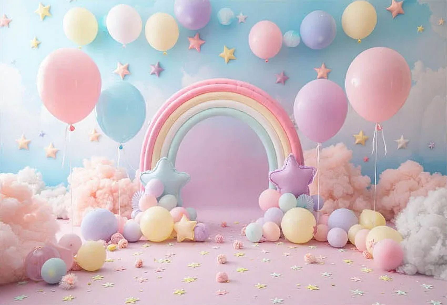 Balloon Cloud Stars Kids Birthday Party Cake Smash Portrait r Backdrop ...
