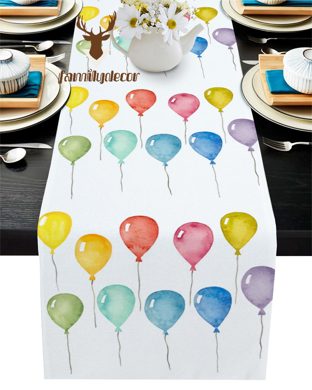 Balloon Color Oil Painting Modern Table Runners Holiday Party Wedding ...
