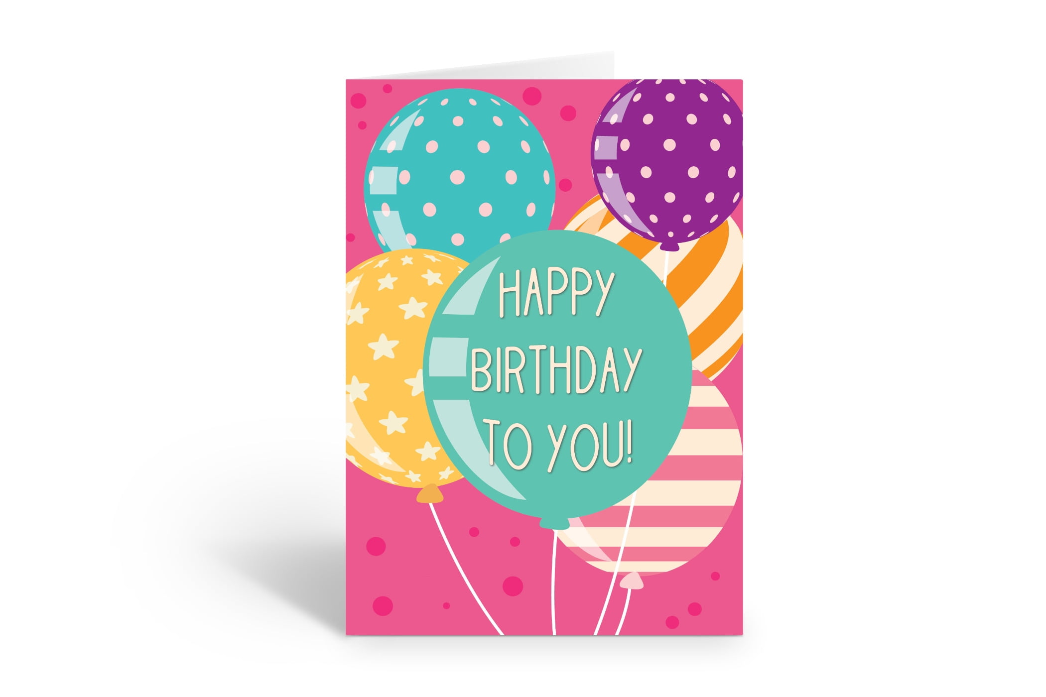 Balloon Colorful Happy Birthday Note Card - 10 Cards and Envelopes ...