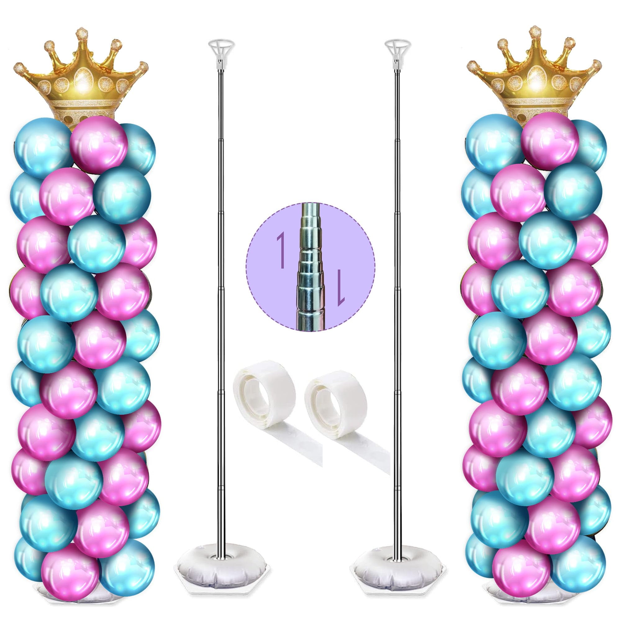 Balloon Column Kit Set Of 2, Balloon Stand for Floor with Base and ...