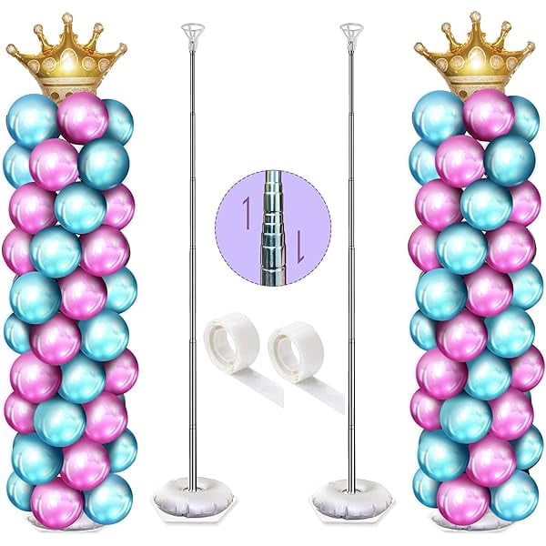 Balloon Column Kit Set Of 2, Balloon Stand for Floor with Base and ...