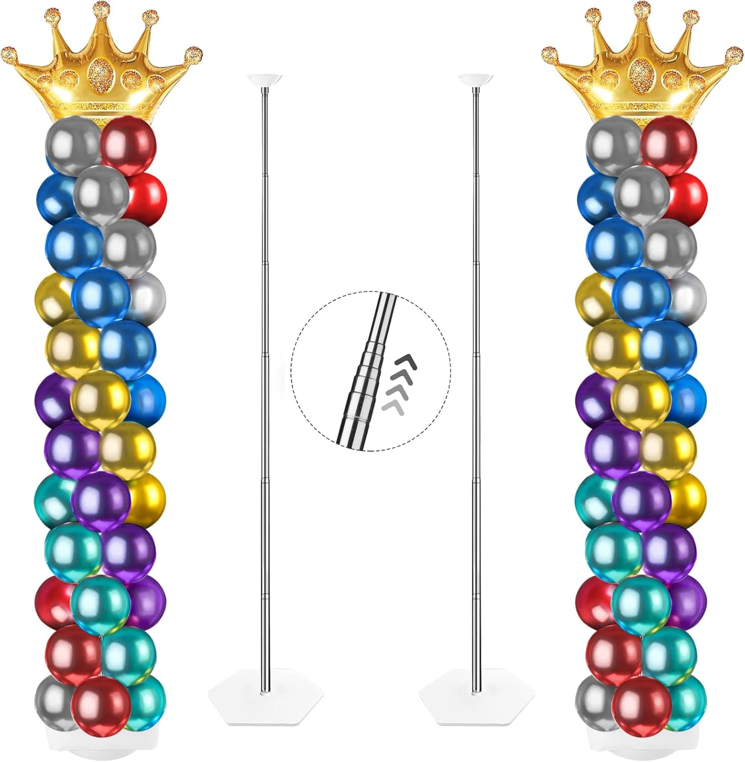 Balloon Column Stand For Floor Set Of 2, Adjustable Balloon Arch Stand ...