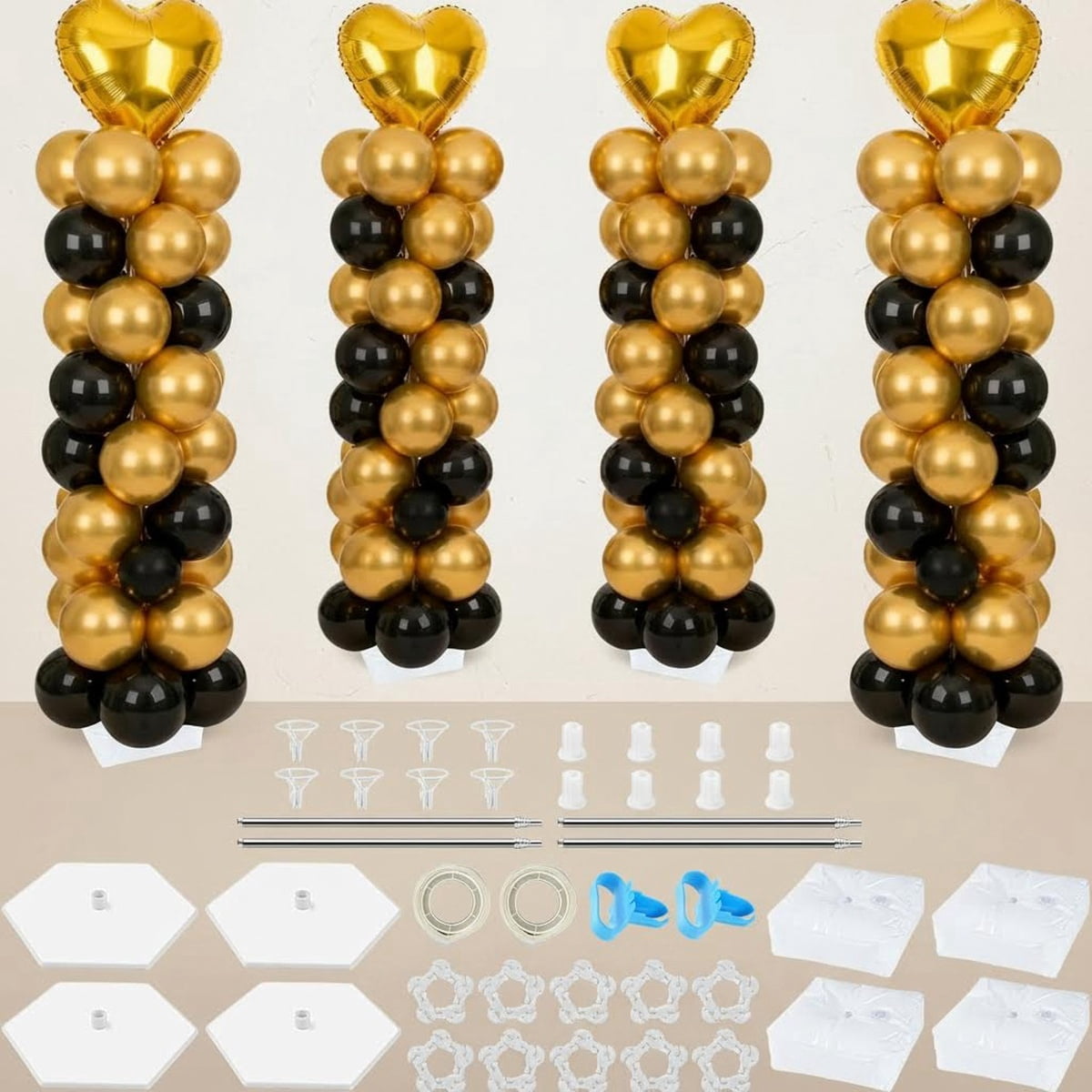 Balloon Column Stand Kit, Adjustable Metal Balloon Tower with Weighted ...
