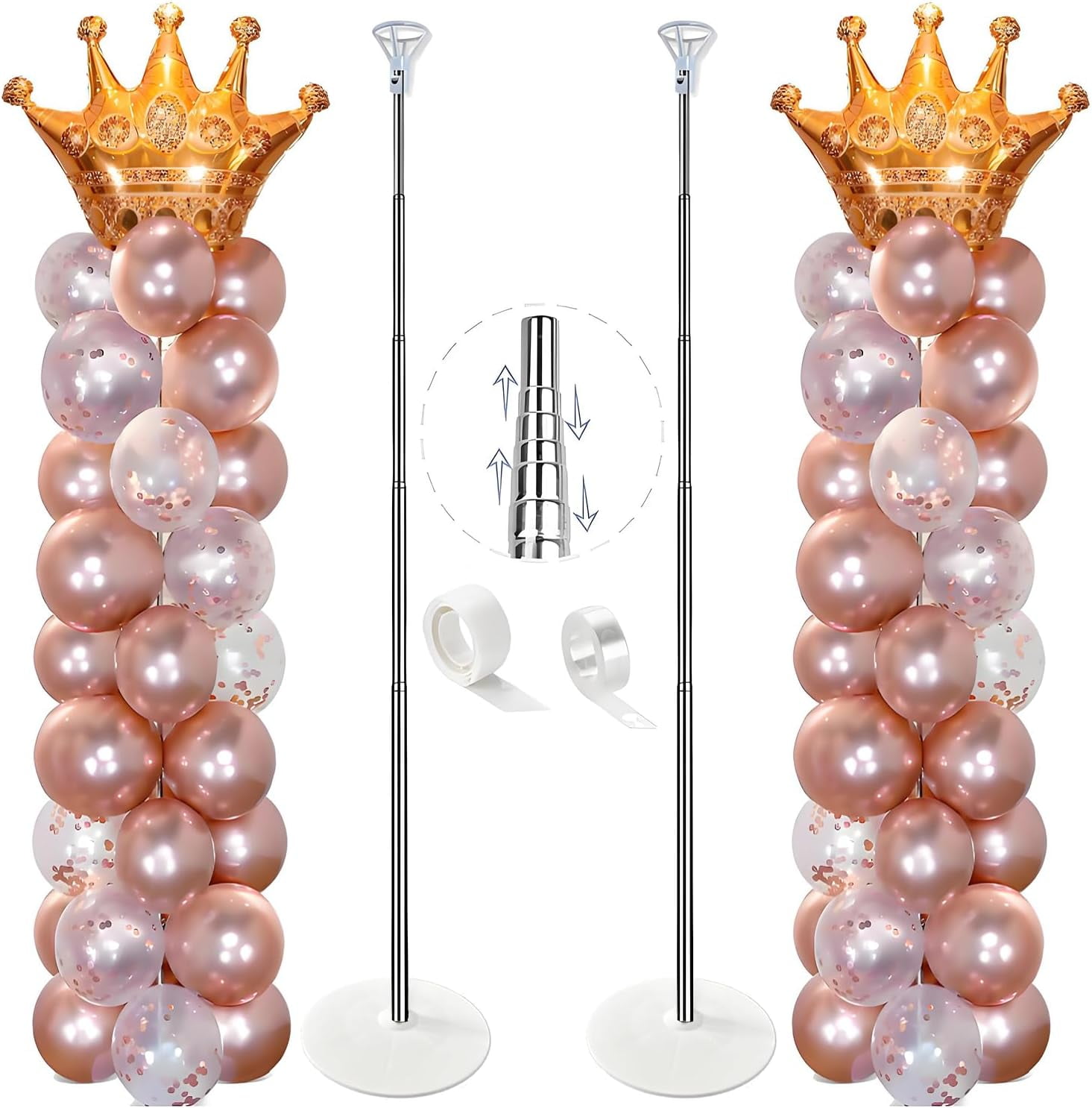 Balloon Column Stand Kit Set of 2, 7ft Height Adjustable Balloon Arch ...