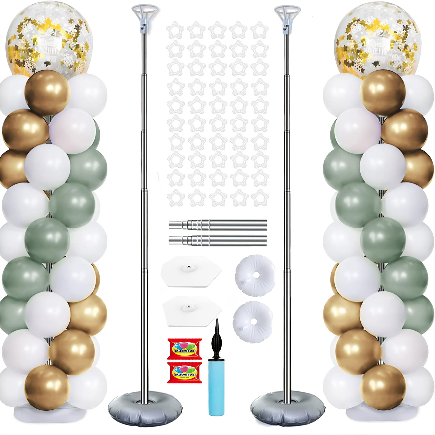 Balloon Column Stand Set Of 2, Adjustable 7 Feet Balloon Arch Stands ...