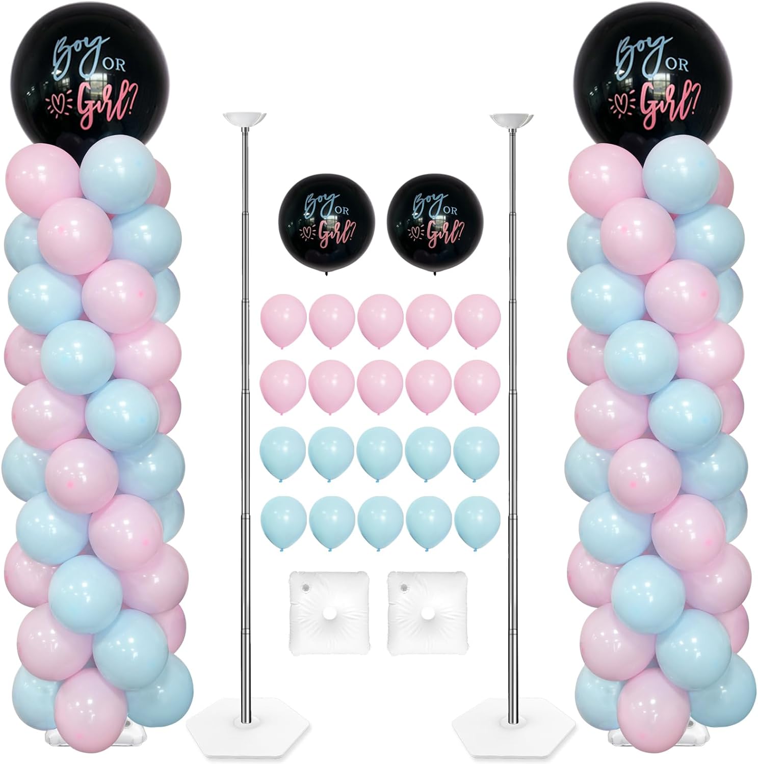 Balloon Column Stand, Set of 2 Balloon Stands for Gender Reveal Party ...