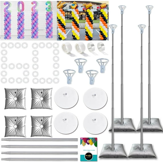 Balloon Columns Stand Set of 4, 7 Feet Telescoping Ballon Arches Stands ...