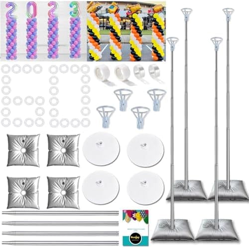 Balloon Columns Stand Set of 4, 7 Feet Telescoping Ballon Arches Stands ...