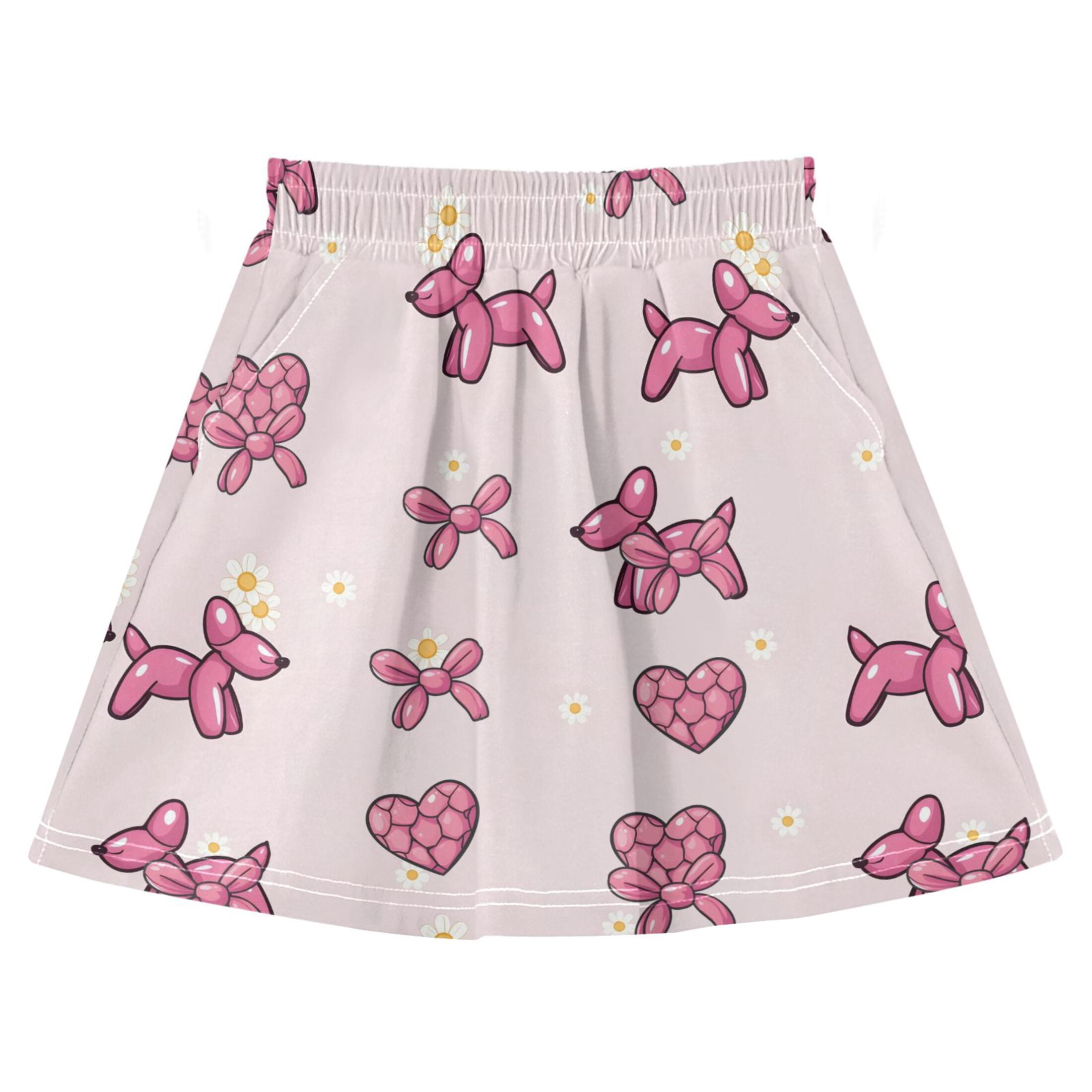 Balloon Daisy Dog Pattern Athletic Skirt with Pockets and Built-in ...