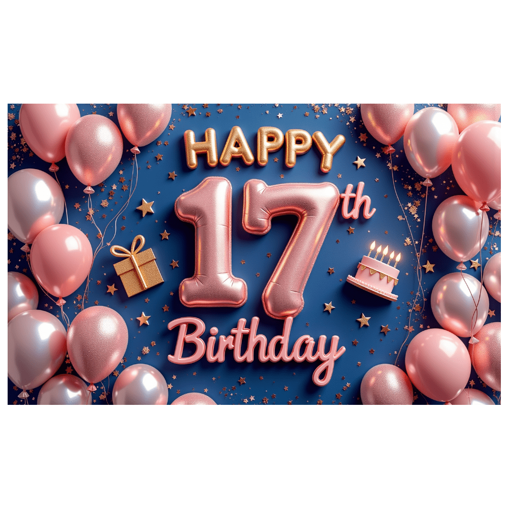 Balloon Decoration Happy 17th Birthday Floral Theme Party Backdrop for ...