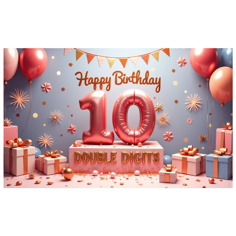 Balloon Decoration Happy Birthday Banner Glitter Design Double Digits ...