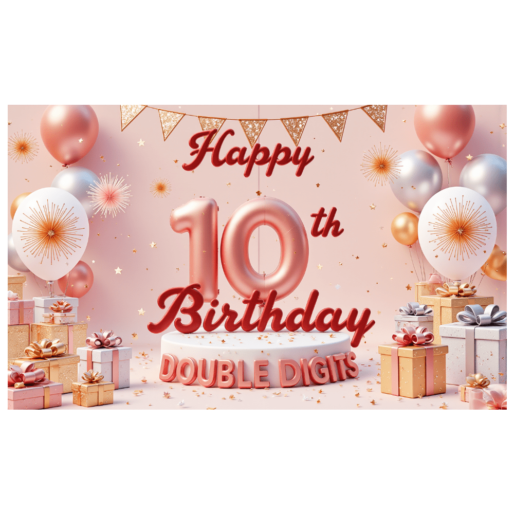 Balloon Decoration Happy Birthday Banner Glitter Design Double Digits ...
