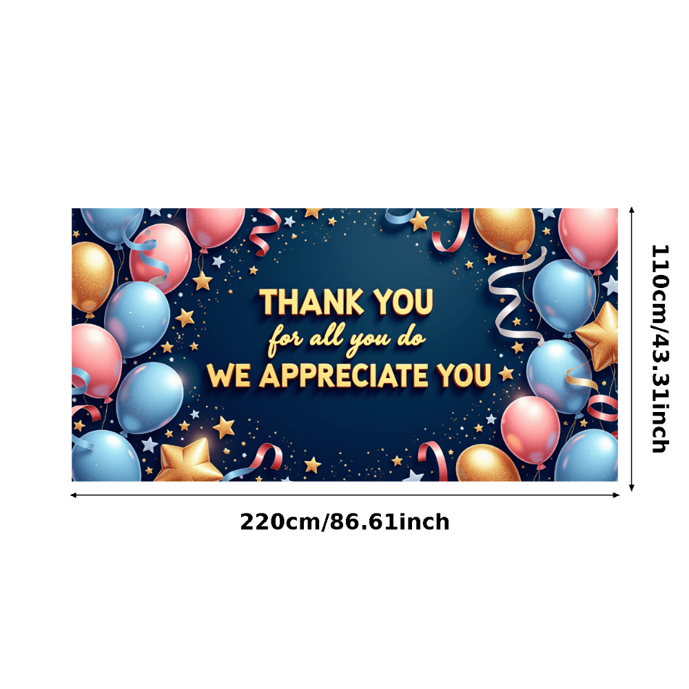 Balloon Design Thank You Banner Glitter Stars for Appreciation Events ...