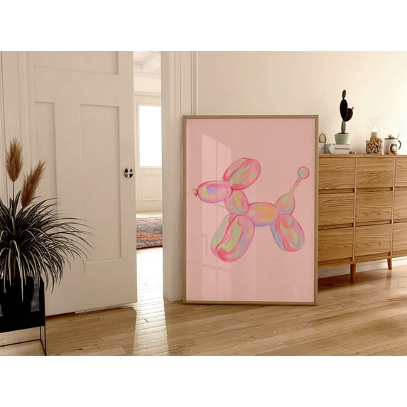Balloon Dog Art Poster, Pastel Abstract Animal Illustration, Modern ...