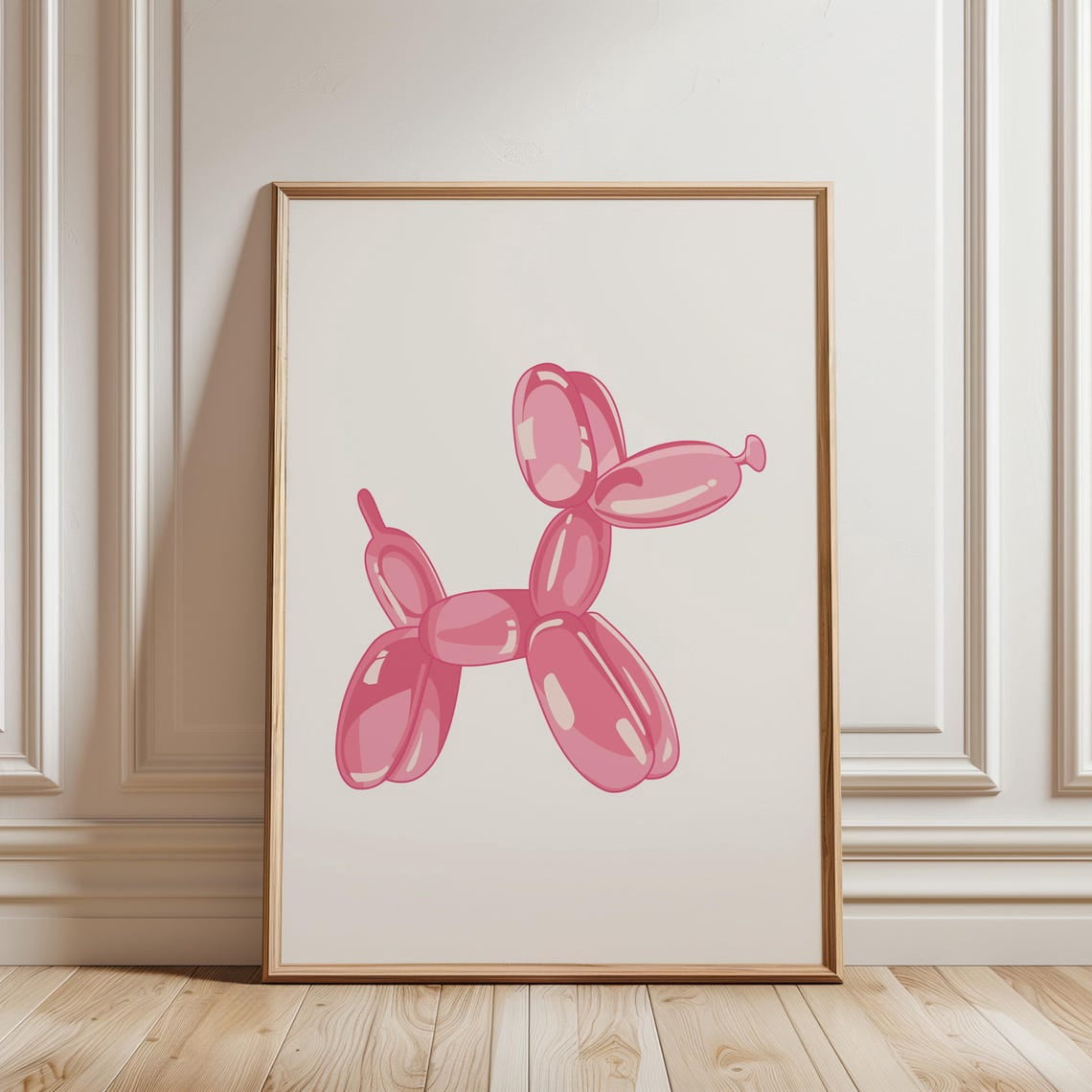 Balloon Dog Poster, Pink Preppy Wall Art, Dog Lover Poster, Animal Art ...