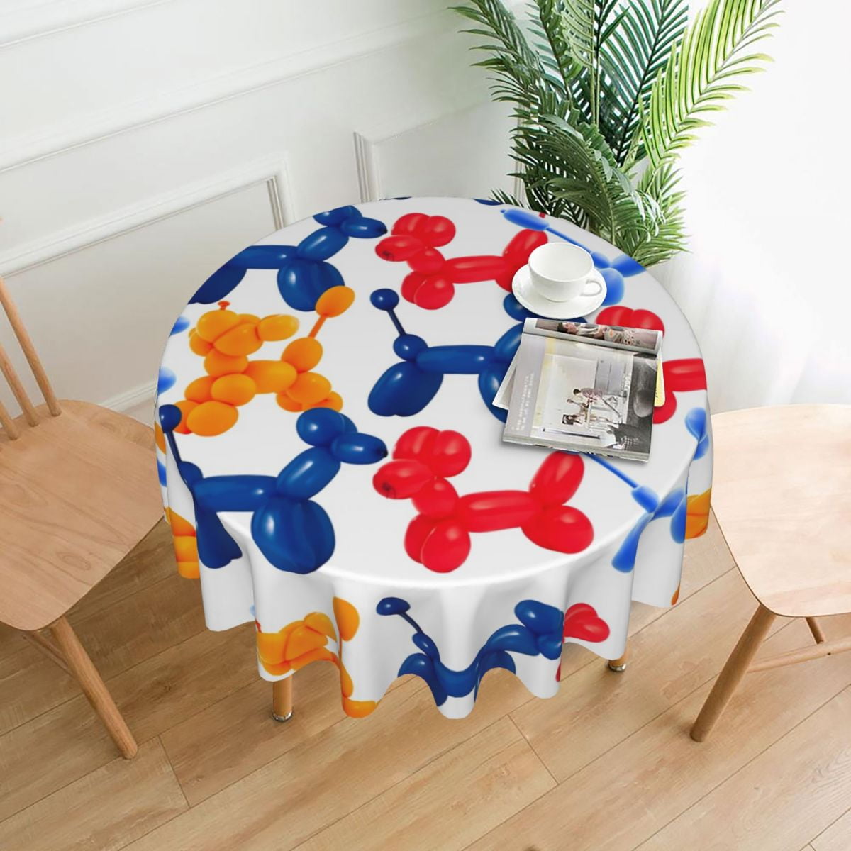 Balloon Dog Round Tablecloth Bright Colors Graphic Table Cover For ...