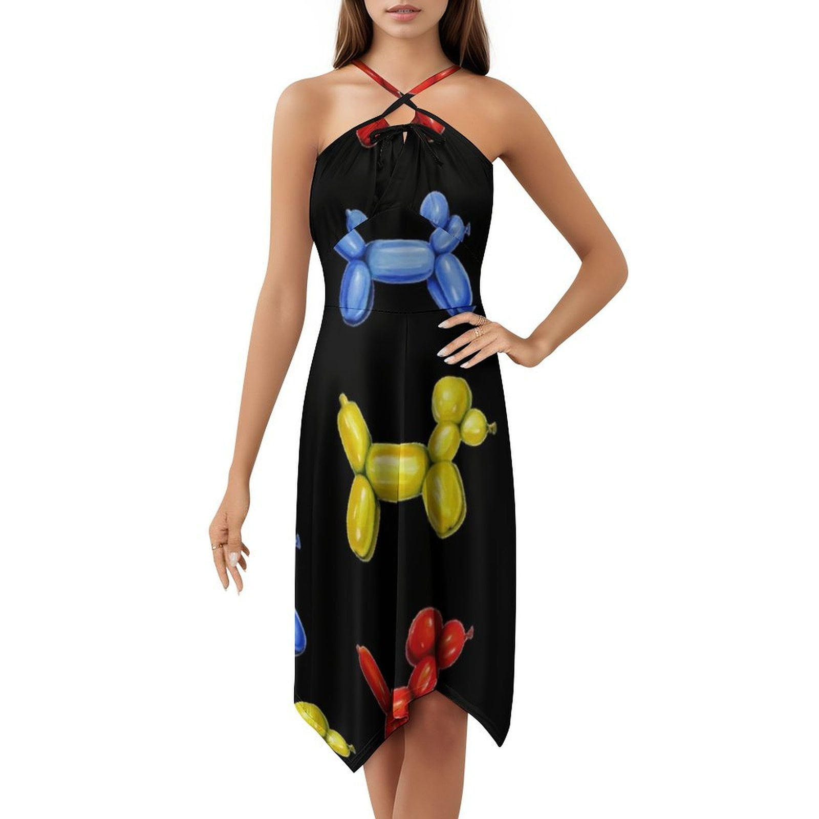 Balloon Dogs, Black Background Dress Elegant Party Dresses Evening Dresses Women Dress Long ...