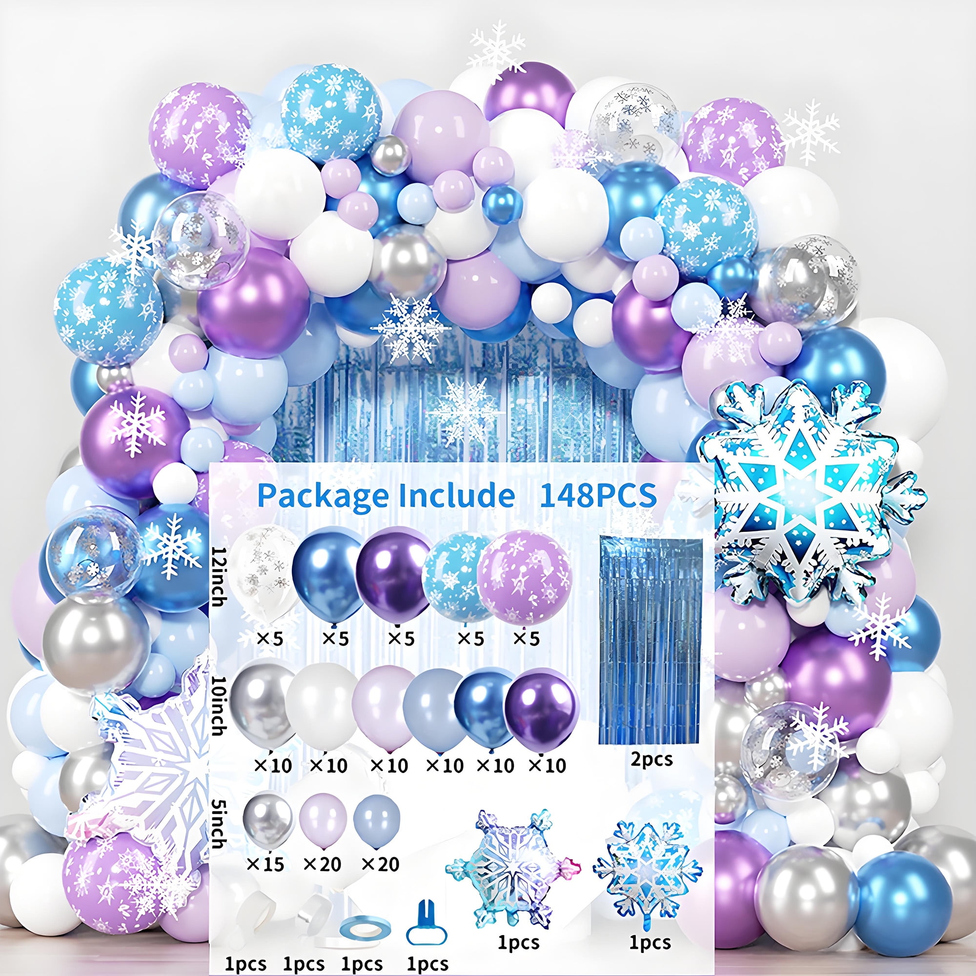 Balloon Garland Arc kit 148PCS Winter Theme With Snowflake Balloons ...