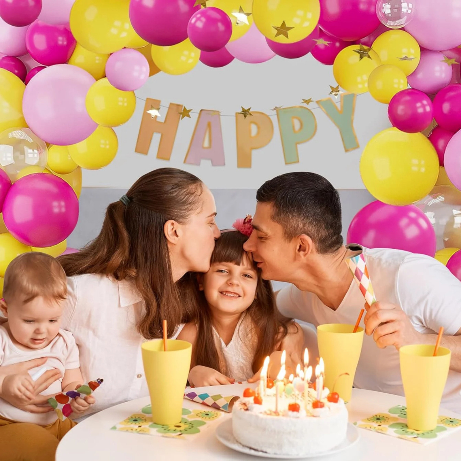 Balloon Garland Arch Kit 148 Pcs Yellow, Pink, Red Balloons for ...