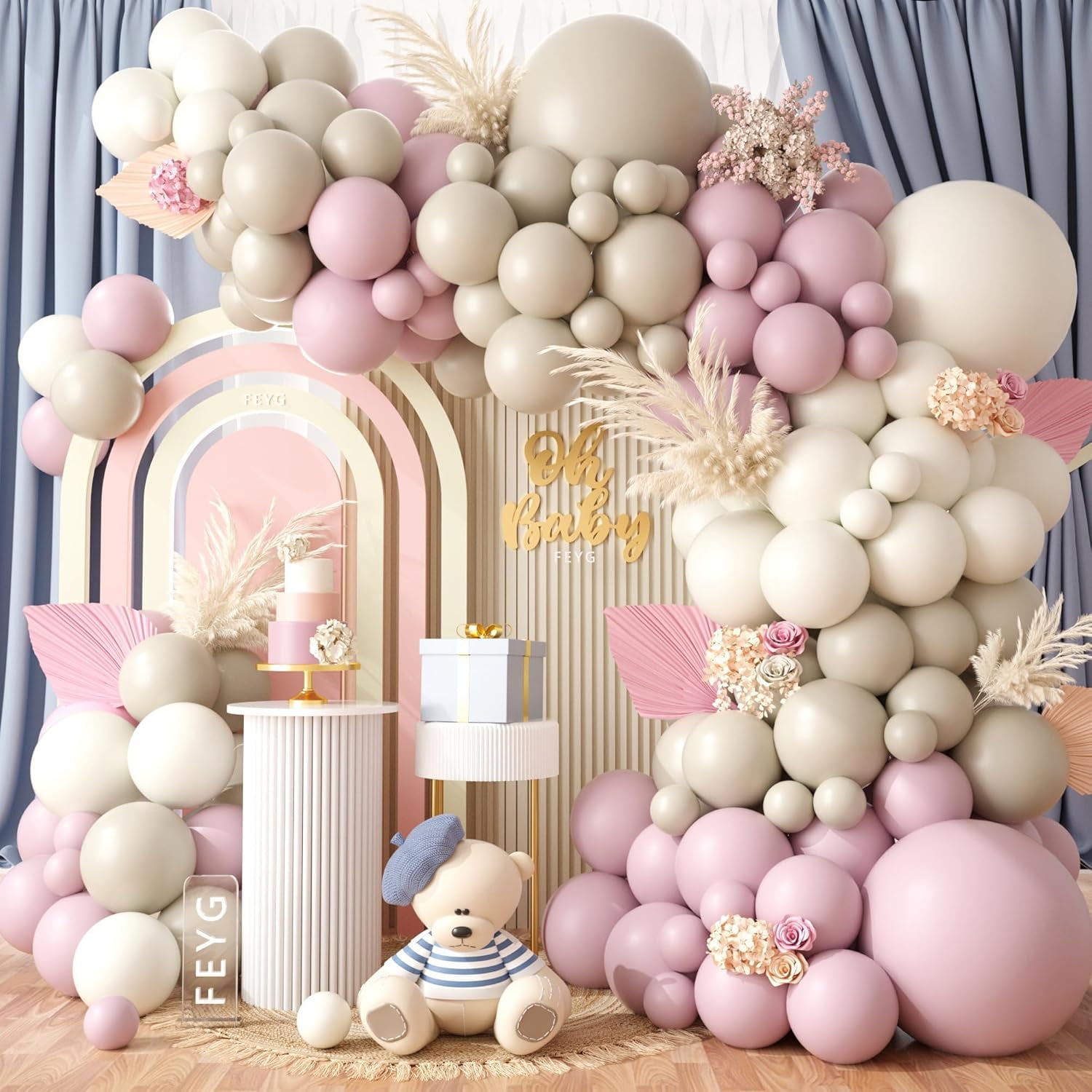 Balloon Garland Arch Kit, Double Stuffed Beige Cream Tan Balloons ...