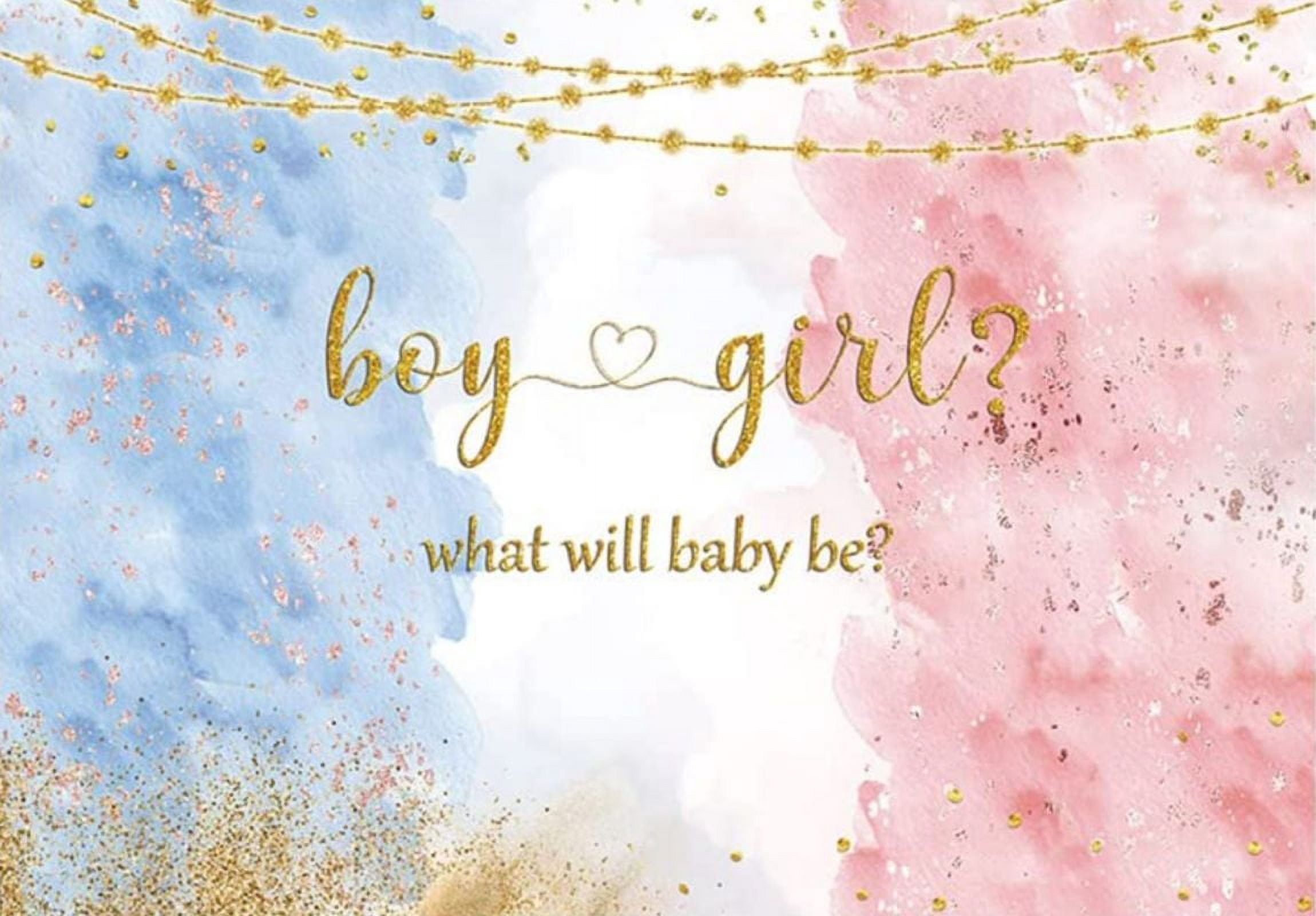 Balloon Gender Reveal Backdrop Blue Or Pink Balloon Golden Glitter ...