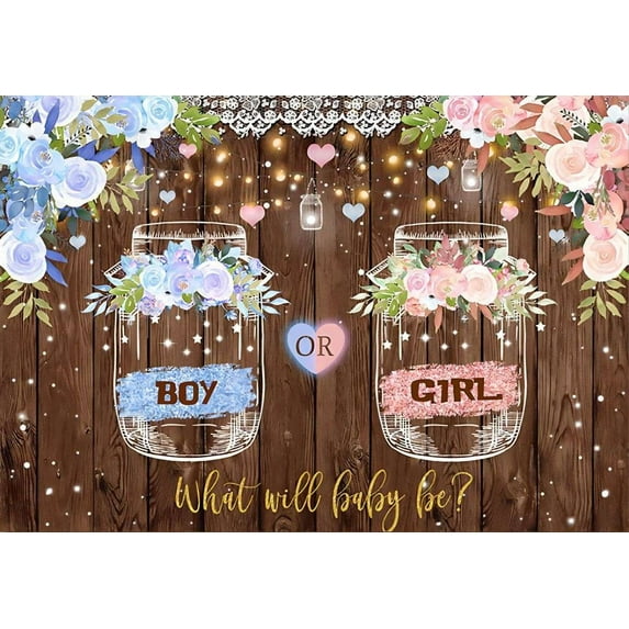 Balloon Gender Reveal Backdrop Blue Or Pink Balloon Golden Glitter ...