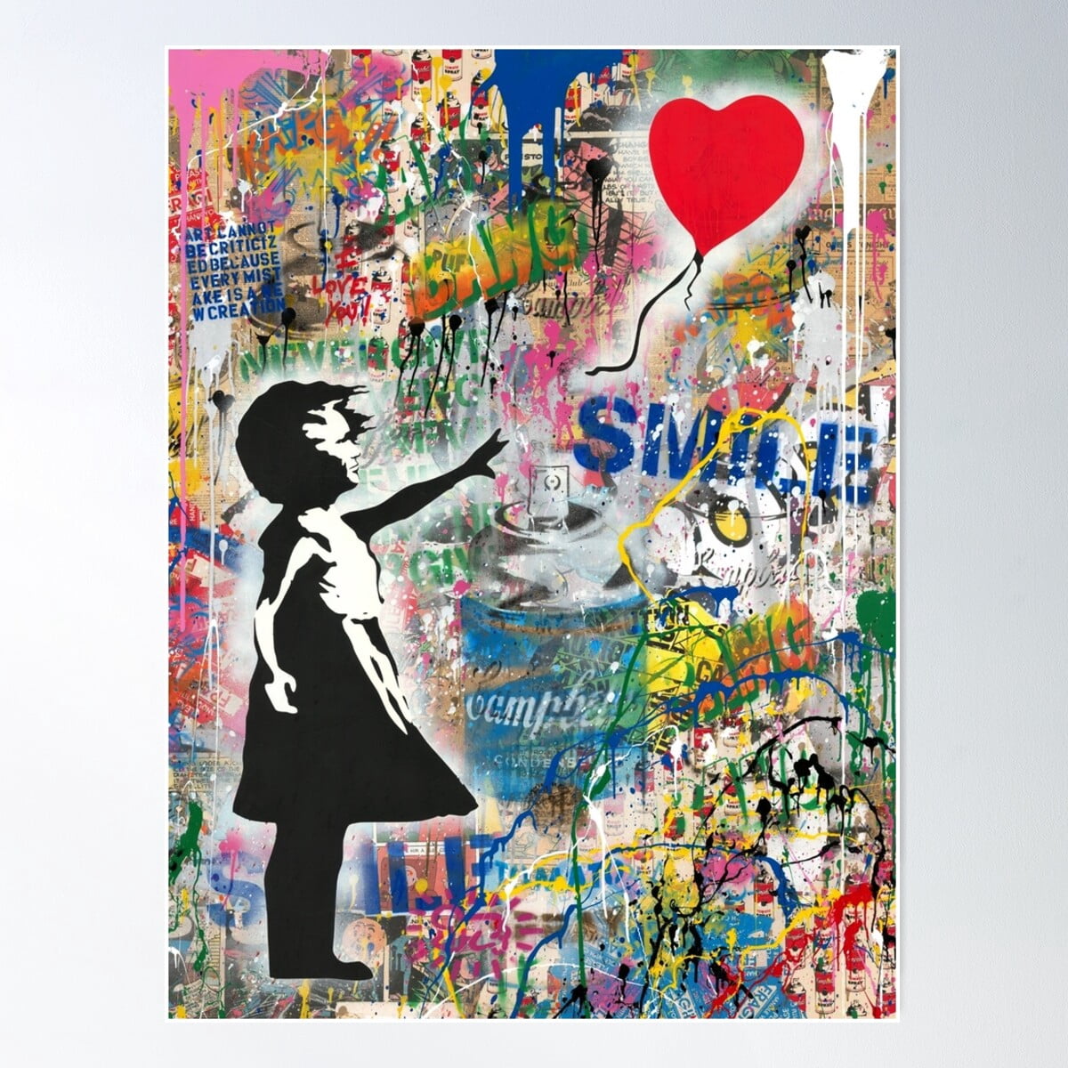 Balloon Girl Street Art Mashup Pop Culture Collage Poster Wall Art ...