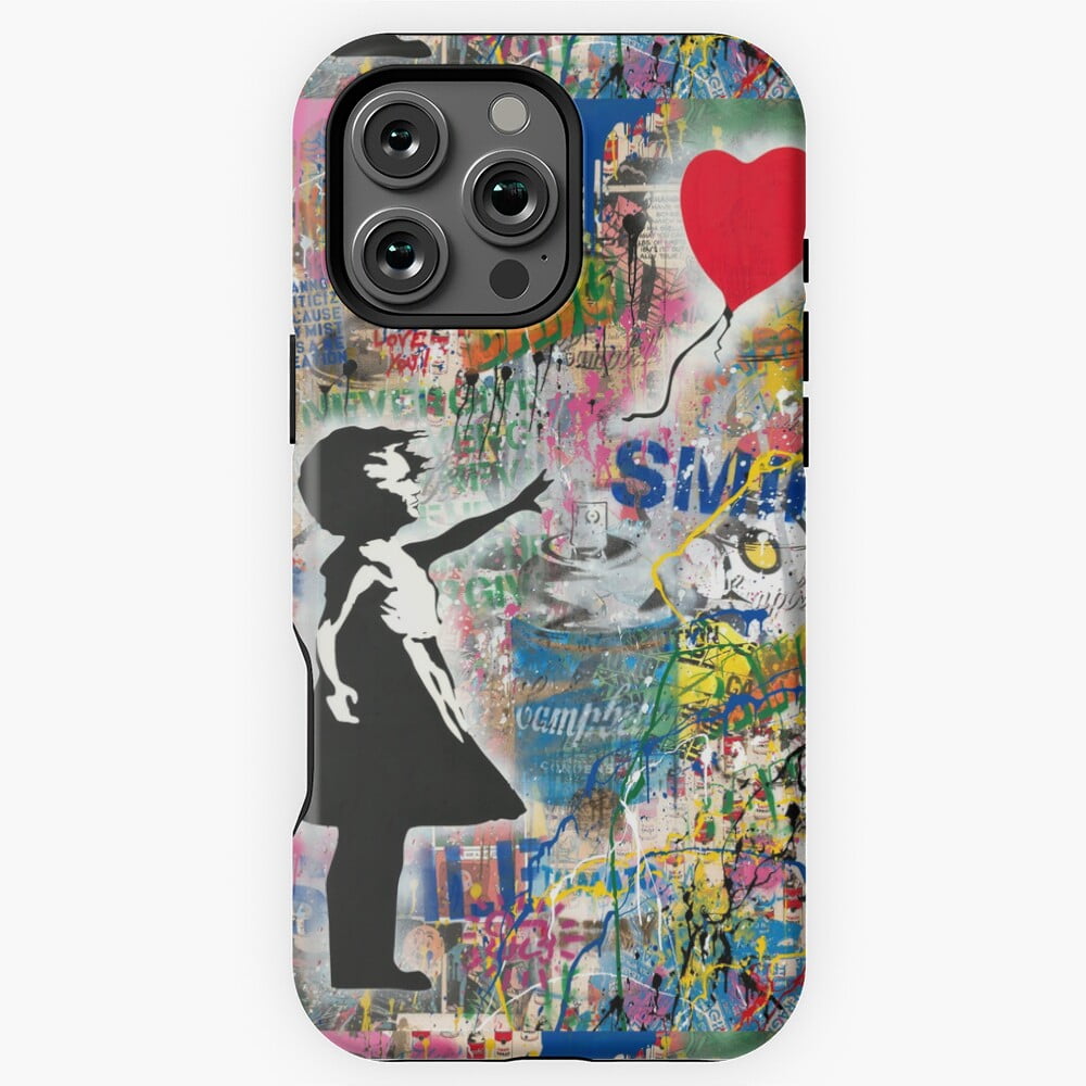 Balloon Girl Street Art Mashup Pop Culture Collage iPhone Case 17 11 12 ...