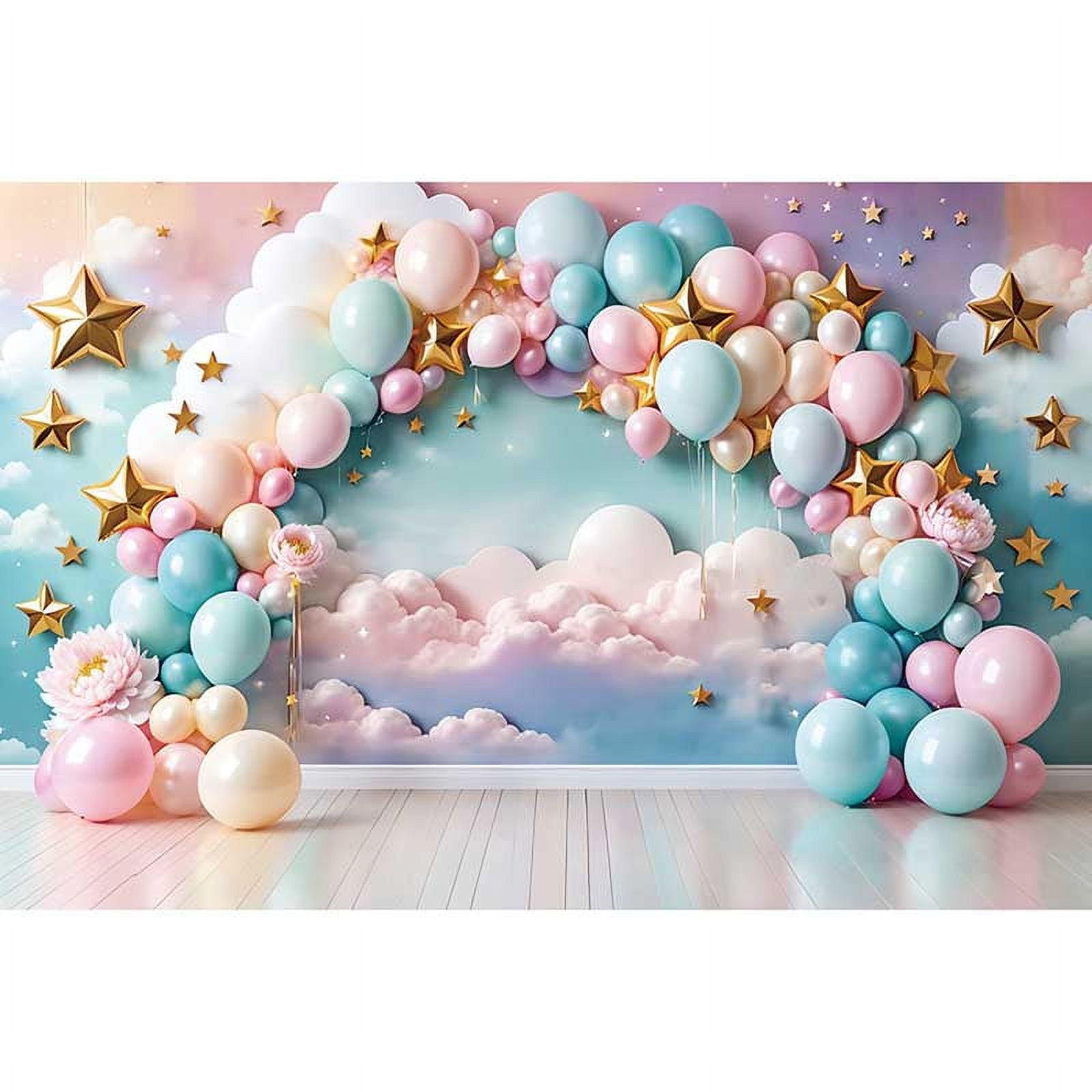 Balloon Gold Star Arch Birthday Party Photobooth Backdrop Nebular Sky ...