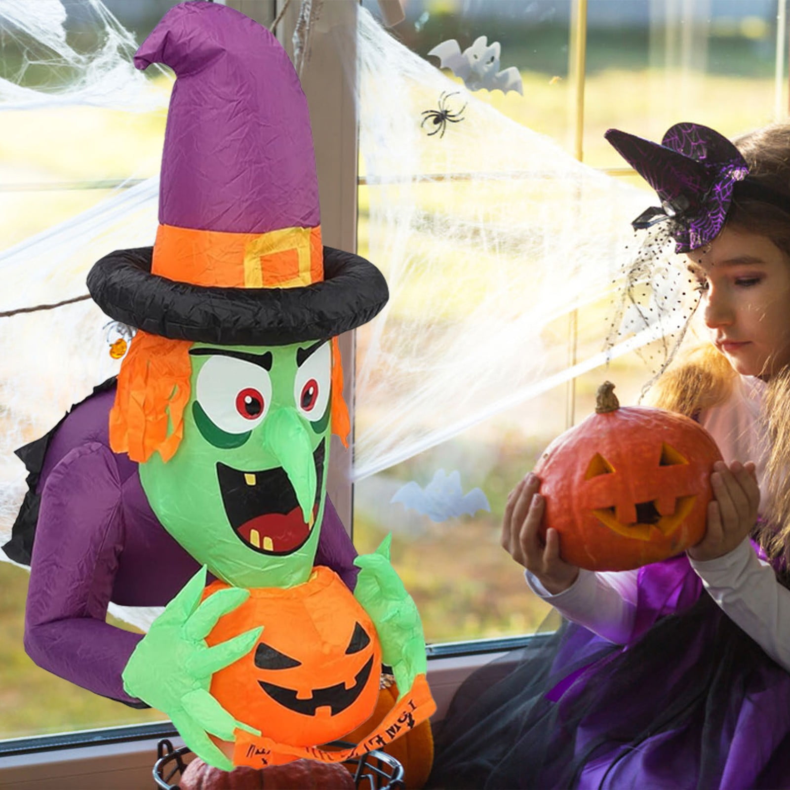 Balloon Halloween Climbing Window Witch Inflatable Model Witch Holding ...