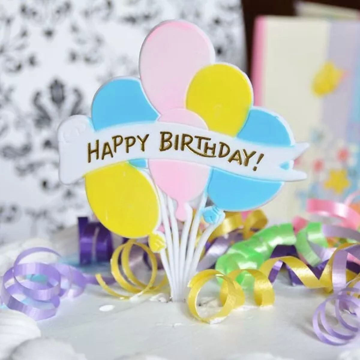 Balloon "Happy Birthday" Cake Topper Party Decoration Plastic Pack Of 6 ...