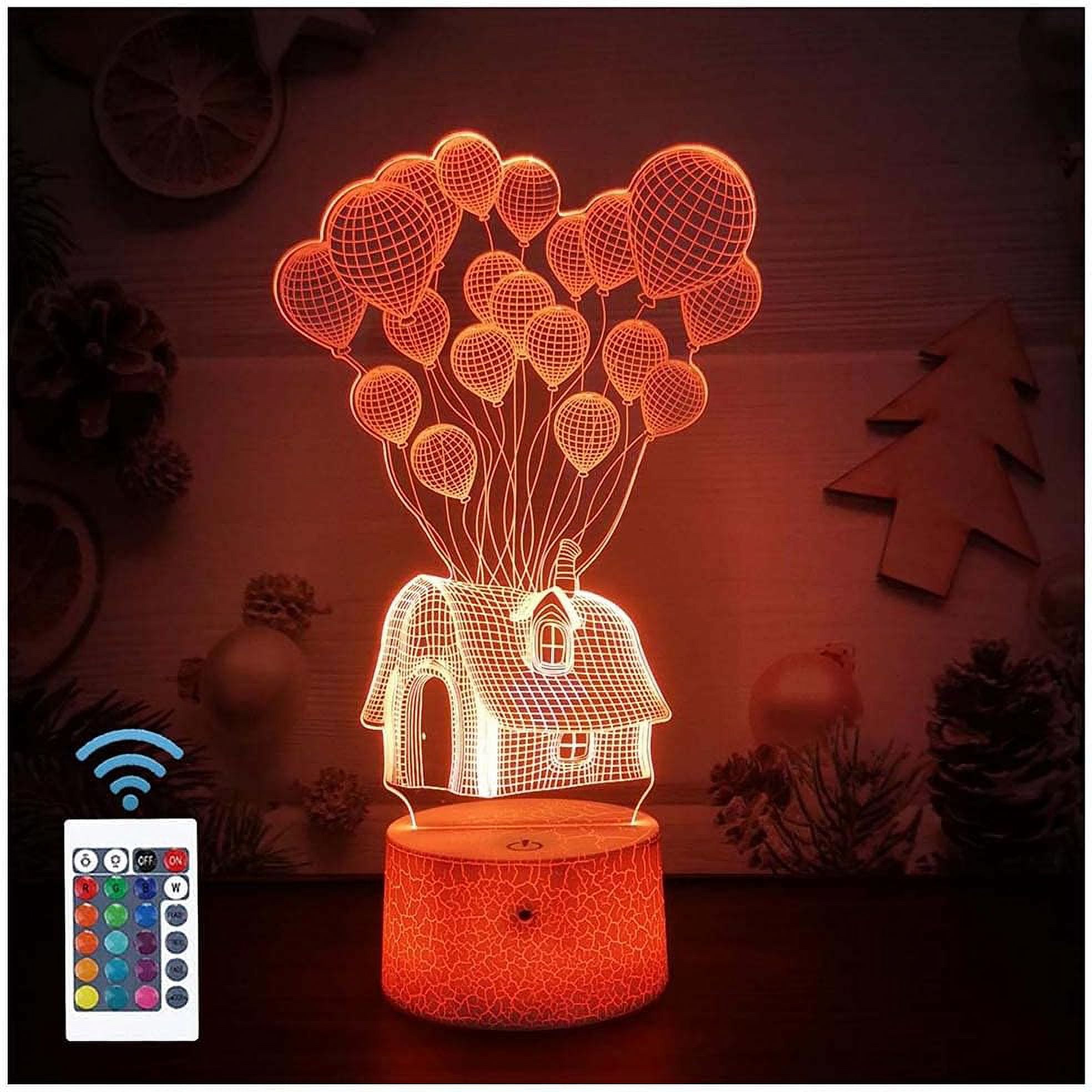 Balloon House 3D Illusion Night Light Toys,16 Colours Change Smart ...