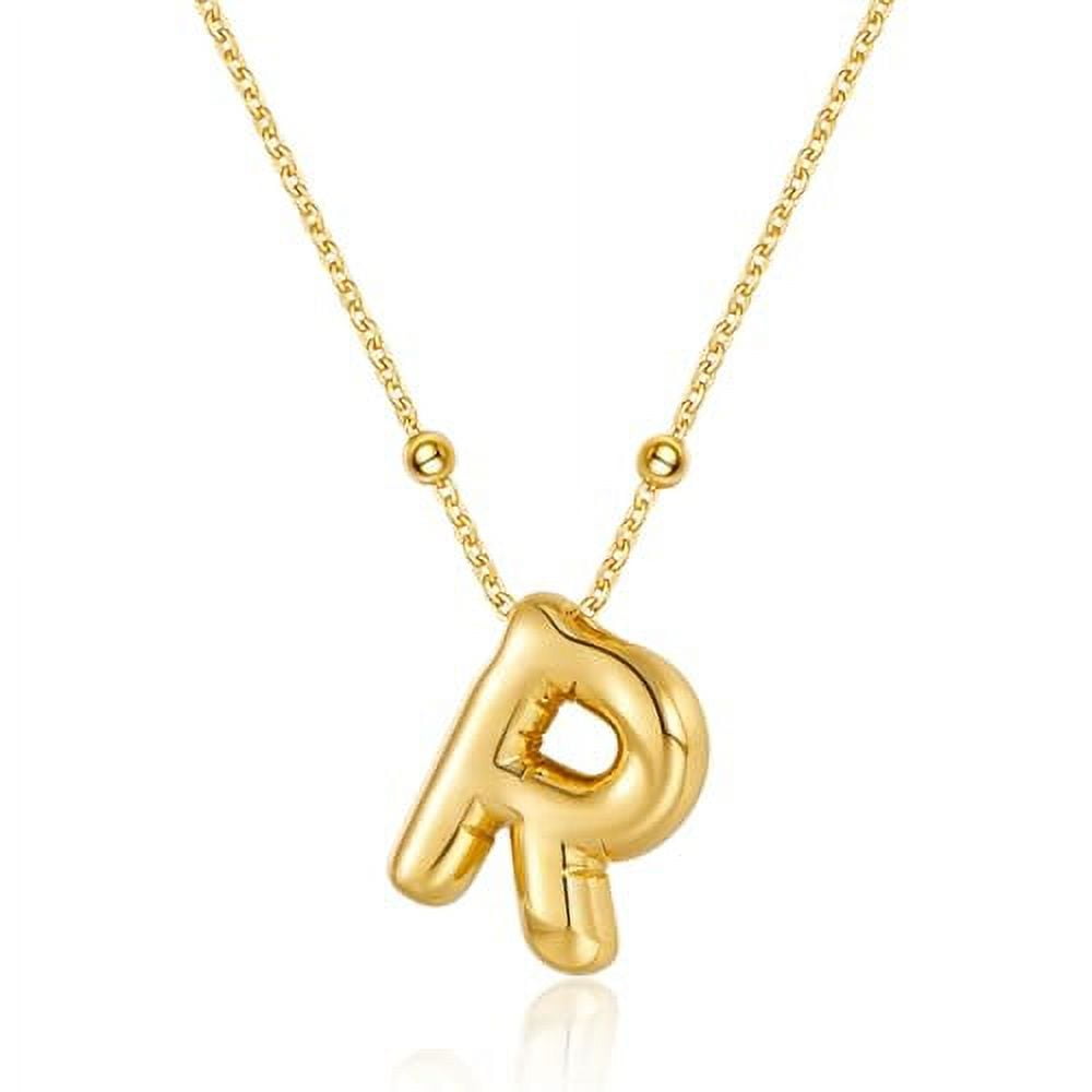 Balloon Initial Necklaces for Women Bubble Letter Necklace Gold Chain ...