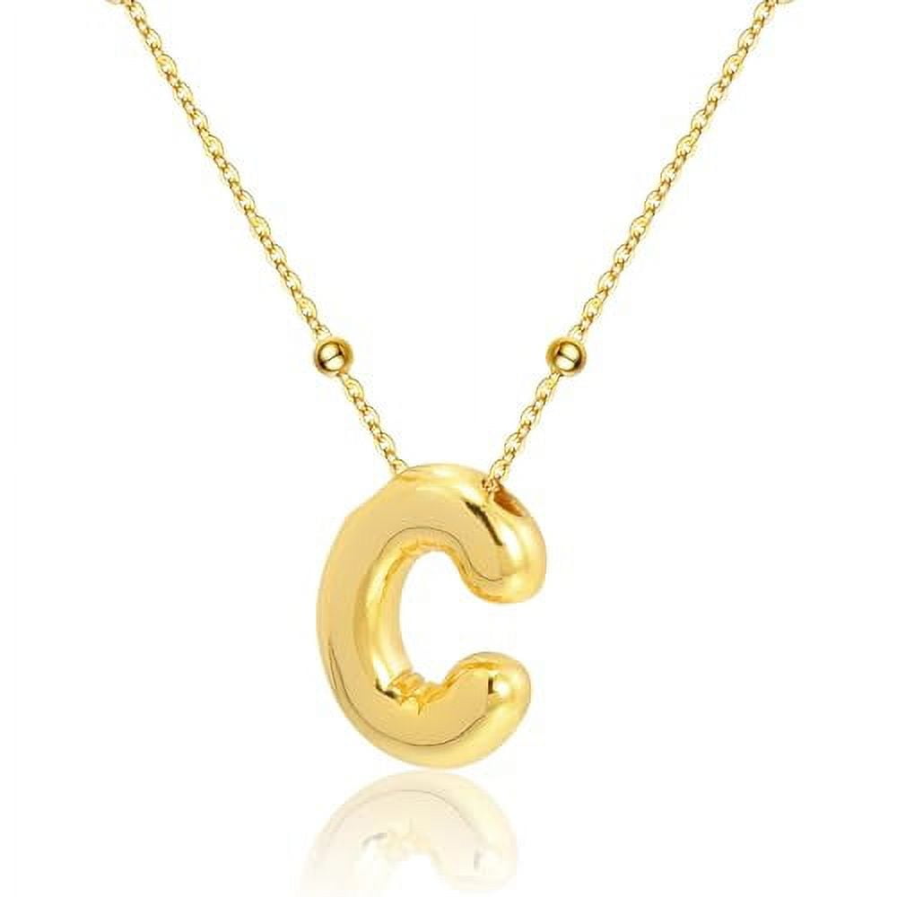 Balloon Initial Necklaces for Women Bubble Letter Necklace Gold Chain ...