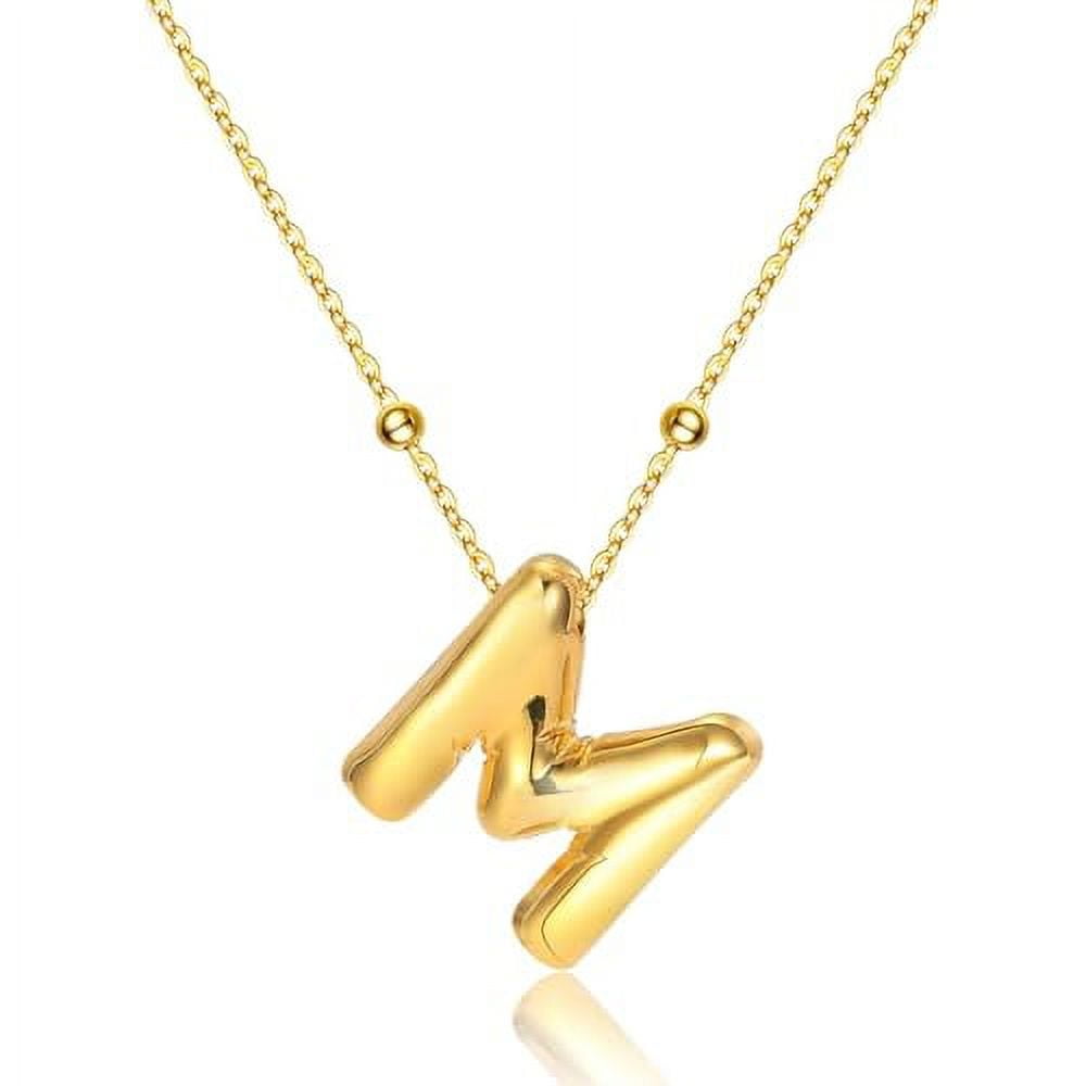 Balloon Initial Necklaces for Women Bubble Letter Necklace Gold Chain ...